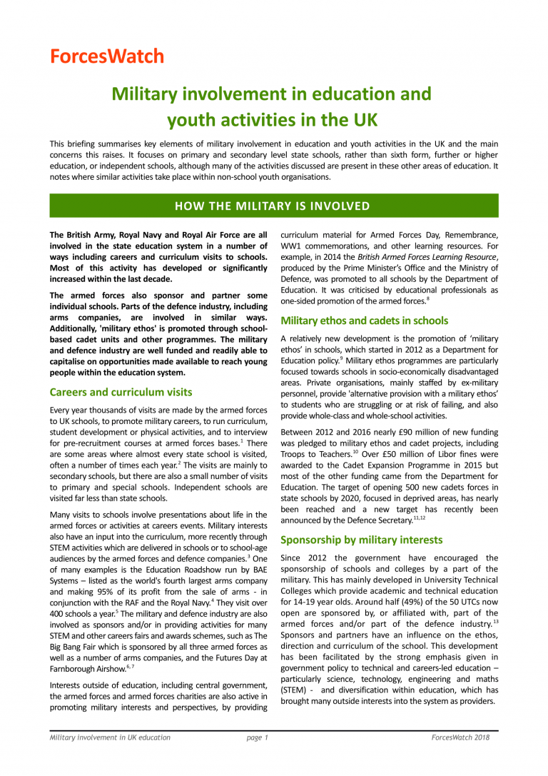 ForcesWatch » The military in education & youth activities